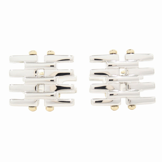 【中古】新品仕上げ済 新同 極美品 ティファニー TIFFANY & CO. SV925/K18YG コンビ ゲートリンク カフス ◆９