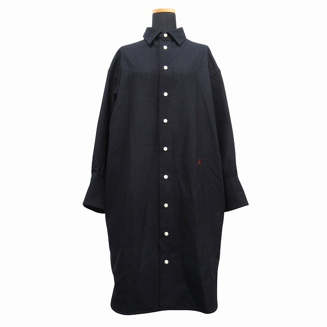 【中古】美品 マディソンブルー MADISONBLUE ウール シャツ ワンピース ドレス カットソー 長袖 ロゴ 刺? XS