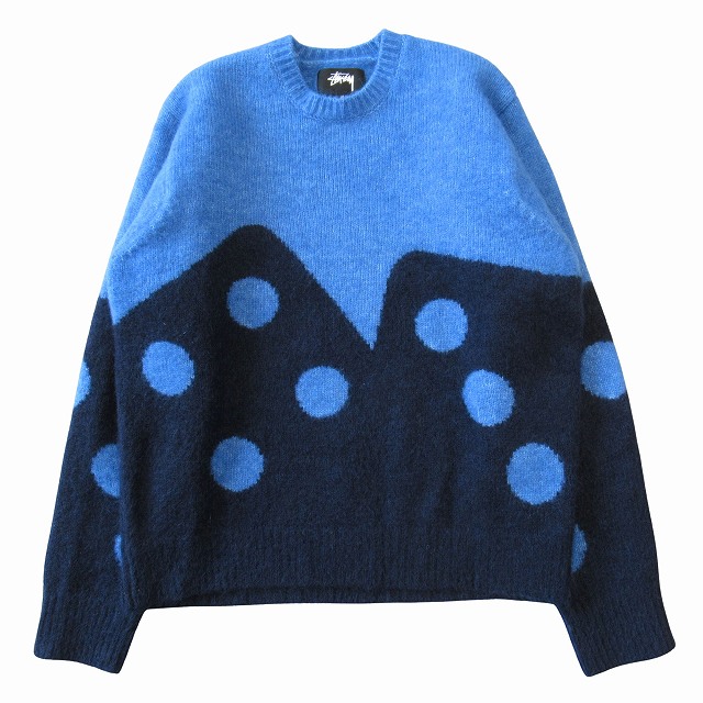 【中古】極美品 23AW ステューシー STUSSY DICE FUZZY CREW ダイス ファジー クルー ニット セーター カットソー M