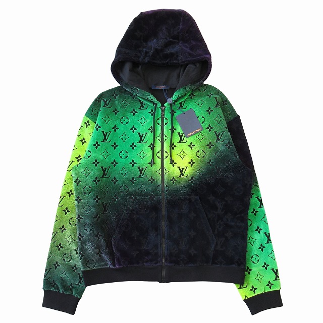 【中古】未使用品 24SS ルイヴィトン LOUIS VUITTON モノグラム ベルベット ジップアップ パーカー ジャケット L
