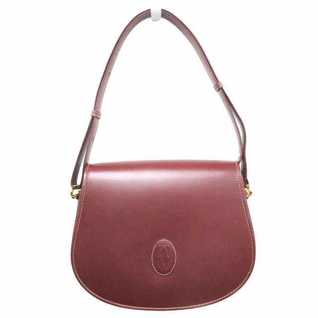 【中古】極美品 カルティエ Cartier マストライン レザー ハンド ショルダー バッグ 鞄 ロゴ オールド ヴィンテージ