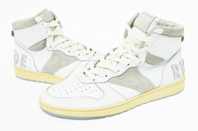 【中古】RHUDE ルード Rhecess Hi ハイカット スニーカー 10 白 ホワイト ブランド古着ベクトル 中古▲250407 メンズ