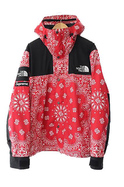 【中古】シュプリーム × ノースフェイス 14AW Bandana Mountain Parka バンダナ マウンテン パーカー L 赤 240629