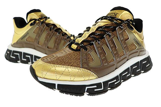 【中古】ヴェルサーチ ヴェルサーチェ VERSACE TRIGRECA トライグレカ オールオーバー柄 スニーカー 42 ▲■250207