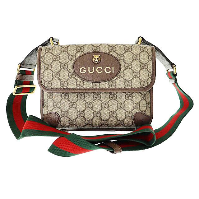 【中古】グッチ GUCCI GGスプリーム ロゴ スモール メッセンジャー ショルダー バッグ 501050 ブラウン ☆AA★250324