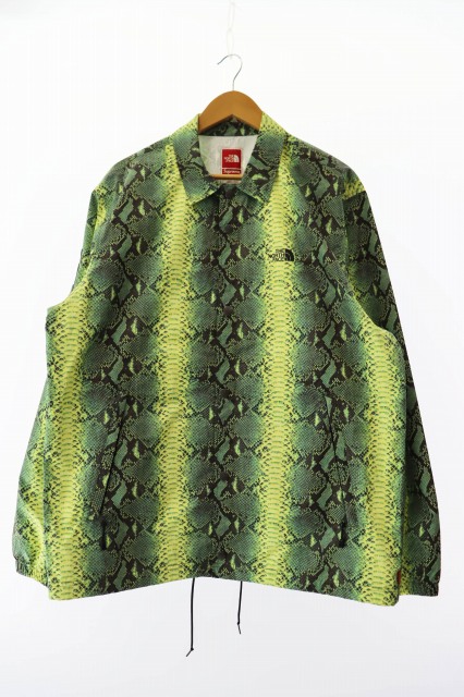 【中古】シュプリーム ×ザ ノース フェイス スネークスキン テープ シーム コーチ ジャケット Lグリーン☆AA★250331