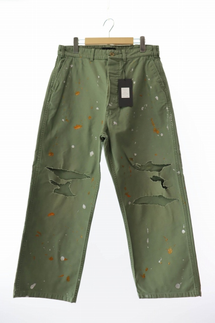 【中古】LAMROF ラムロフ WAYFARER PANTS ダメージ加工 ウェイファーラー パンツ LM-25SS-PT01 F カーキ ●■ 250403