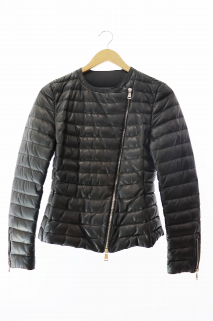 【中古】モンクレール MONCLER 18SS パロメテ ラムスキン レザー ダウン ジャケット 0 黒 ブラック