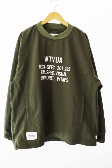 【中古】ダブルタップス WTAPS 22SS ロゴ プリント ナイロン スモック ジャケット 221BRDT-JKM04 3 カーキ