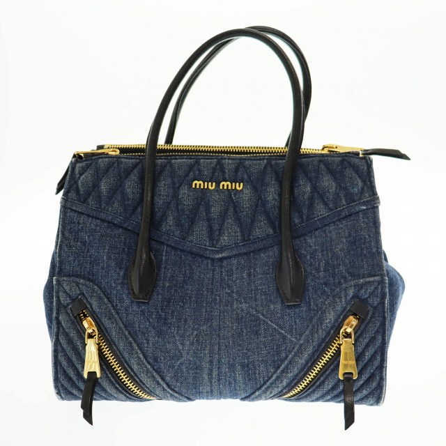 【中古】ミュウミュウ miumiu バイカー デニム ハンドバッグ インディゴ ☆AA★●▲ 250618