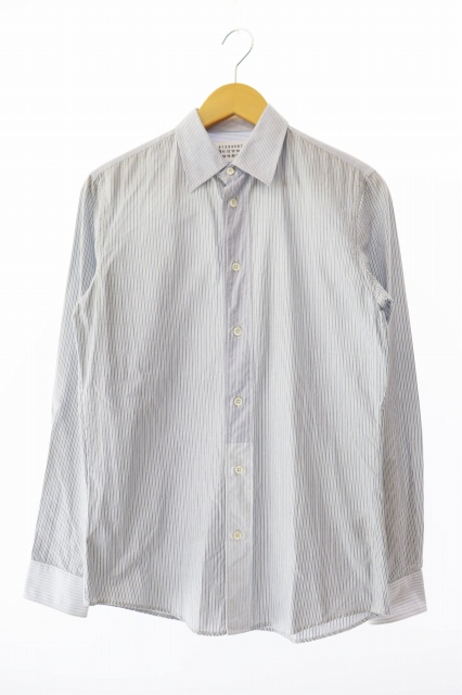 【中古】マルタンマルジェラ Martin Margiela 12AW ストライプ 長袖シャツ S50DL0175 44 青 ブルー ☆AA★ 250608