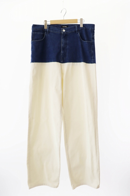 【中古】ラフシモンズ RAF SIMONS 20SS PANT HORIZONTAL CUT デニム パンツ 32 インディゴ 白 ホワイト ☆AA★ 250723