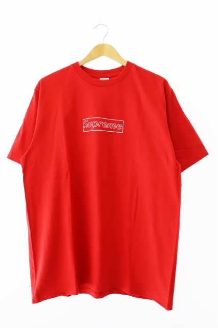 【中古】シュプリーム SUPREME ×KAWS カウズ 21SS Chalk Logo Tee チョーク ロゴ 半袖Tシャツ L レッド ☆AA★250726