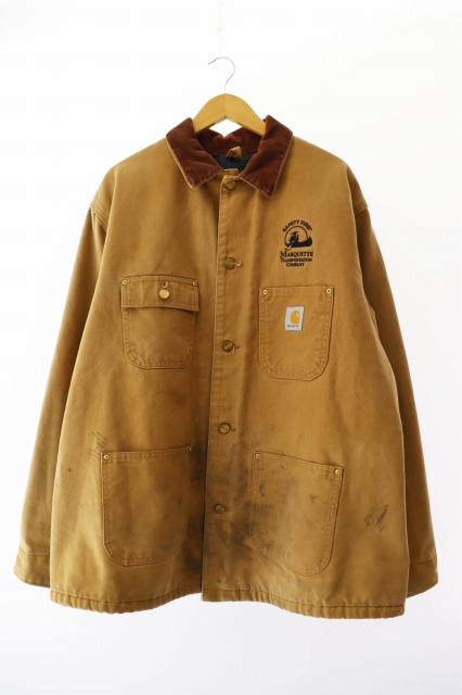 【中古】カーハート carhartt 刺繍 ダック 裏地ブランケット ミシガンチョアコート L ブラウン 250621