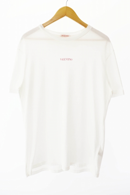 【中古】ヴァレンティノ ヴァレンチノ  VALENTINO ロゴプリント コットン 半袖Tシャツ 3V5MG10V738 L 白 ホワイト