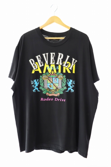 【中古】アミリ AMIRI 19SS BEVERLY HILLS TEE ヴィンテージ加工 プリント 半袖Tシャツ XXL ブラック ☆AA★ 250715