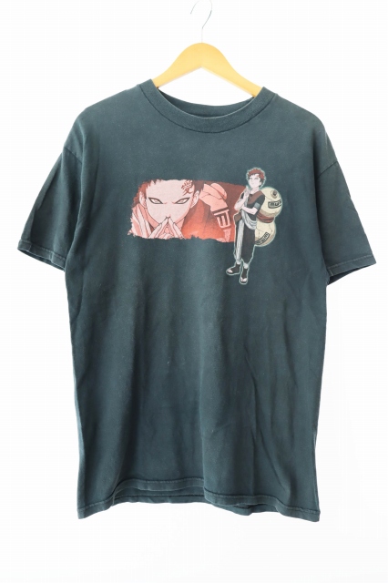 【中古】ヴィンテージ VINTAGE 00s NARUTO ナルト 我愛羅 愛 ANIME Tee 半袖 Tシャツ アニメT L 黒 ブラック 250705