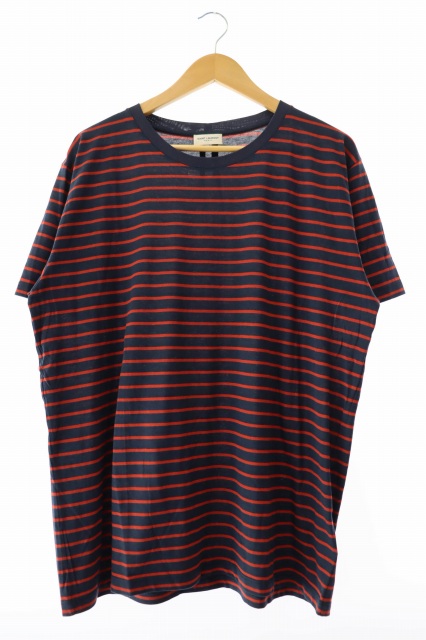 【中古】サンローラン パリ 15SS Border T-Shirt ボーダー 半袖Tシャツ 391248 XXL 紺 ネイビー 赤 レッド☆AA★250810