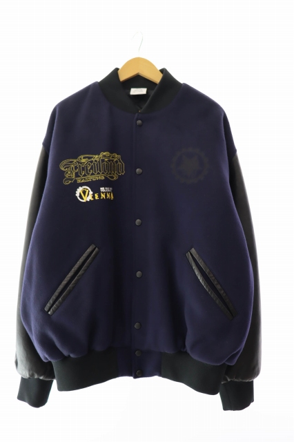 【中古】ヴェトモン ベトモン MAYBE MENTAL COLLEGE JACKET カレッジ ジャケットM ネイビー ブラック ☆AA★ 250810