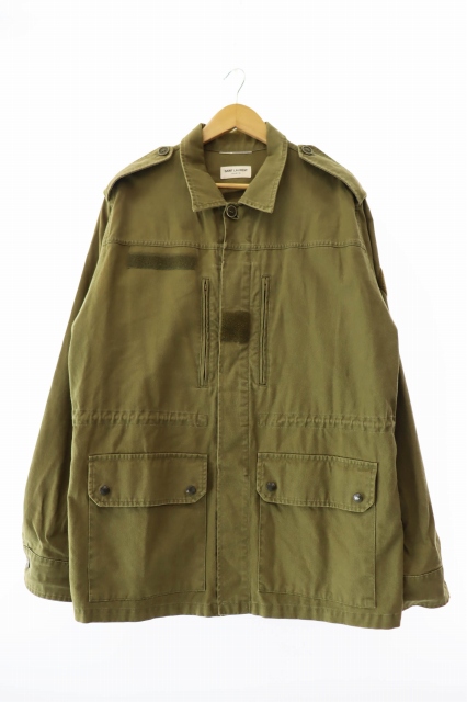 【中古】サンローラン パリ エディ期 16SS エポーレット付き ミリタリージャケット 54 カーキ ☆AA★ 250731