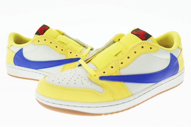 【中古】ナイキ NIKE ×Travis Scott Women's Air Jordan 1 Retro Low OG Canary DZ4137-700 27.5 ☆AA★▲■250818