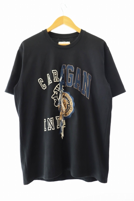 【中古】ダブレット doublet 16AW double faced embroidery t-shirt 刺繍 フリンジ 半袖Tシャツ ブラック☆AA★250827