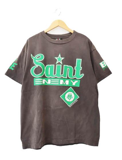 【中古】セントマイケル SAINTMICHAEL 22SS SS TEE SAINT ENEMY パブリック エナミー 半袖 Tシャツ L 黒☆AA★250821