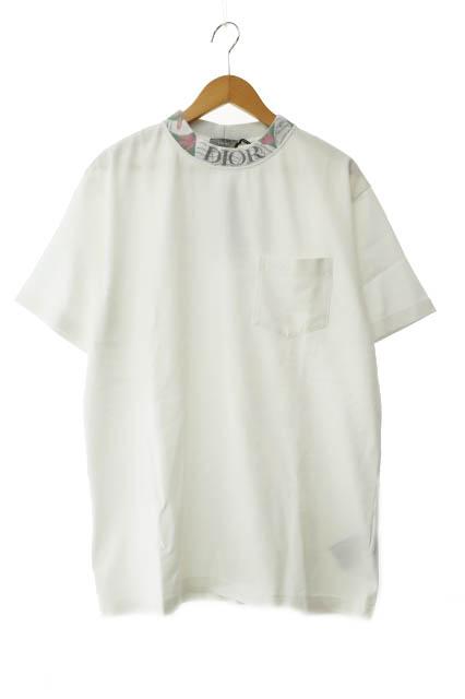 【中古】ディオール Dior 23SS モックネック ネック ロゴ ポケット 半袖 Tシャツ 38DJ644A0554 L 白 ☆AA★■250906