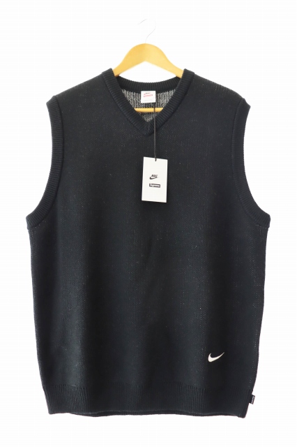 【中古】シュプリーム SUPREME ×NIKE ナイキ 25SS Sweater Vest セーター ベスト L 黒 ブラック ☆AA★■ 250906