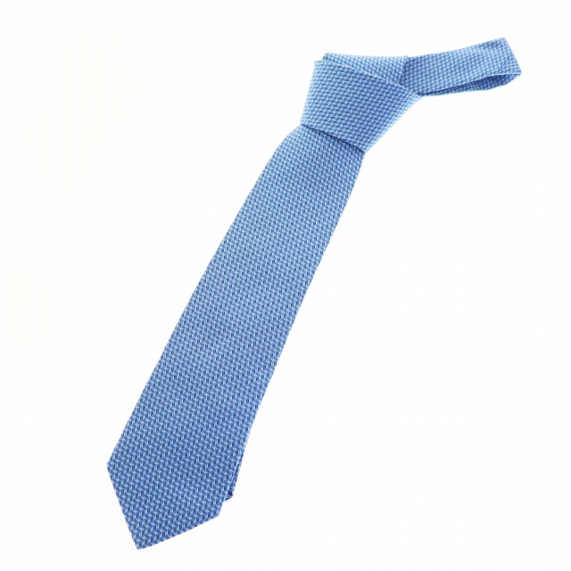 【中古】エルメス HERMES H柄 ロゴ シルク レギュラータイ ネクタイ 青 ブルー ブランド古着ベクトル 中古☆AA★●▲