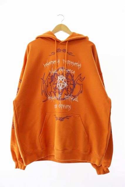 【中古】ヴェトモン ベトモン VETEMENTS 22SS バイタル イグジスタンス プリント パーカー M オレンジ ☆AA★ 250910