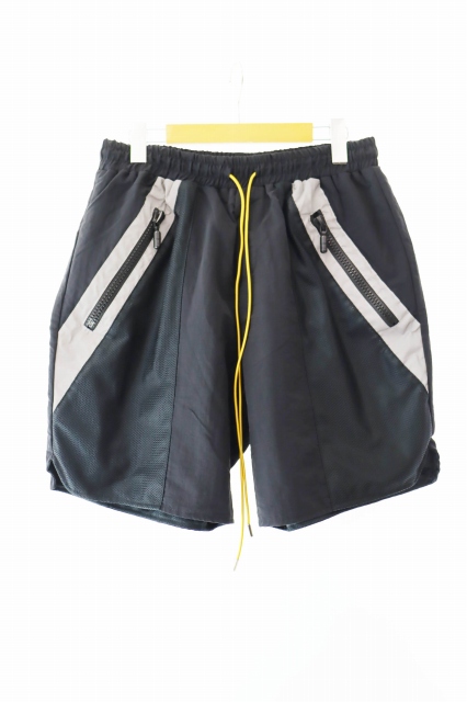 【中古】RHUDE ルード Reflective Zip Shorts リフレクティブ ジップ ショーツ ハーフパンツ XL 黒 ブラック 250801