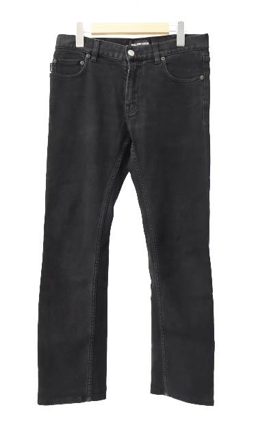 【中古】バレンシアガ BALENCIAGA 19SS ロゴ パッチ スキニー デニム パンツ ジーンズ 565448 30 黒 ☆AA★250914
