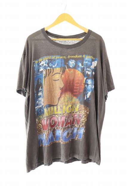 【中古】ヴィンテージ VINTAGE 90s MILLION WOMAN MARCH Tee ミリオン ウーマン マーチ 半袖 Tシャツ 黒 250812