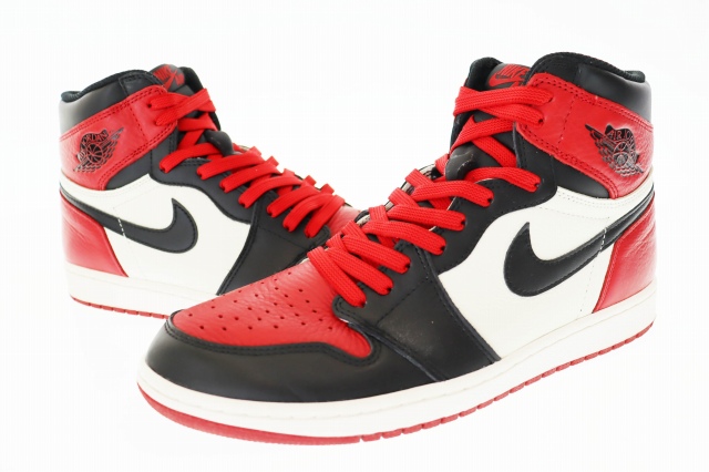 【中古】ナイキ NIKE AIR JORDAN 1 RETRO HIGH OG Bred Toe エアジョーダン 1 ブレッド トゥ 555088-610 ▲■250814