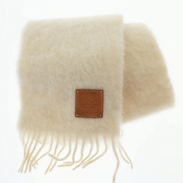 【中古】ロエベ LOEWE ウール モヘア アナグラム マフラー F655254 アイボリー ブランド古着ベクトル 中古 ▲■251107
