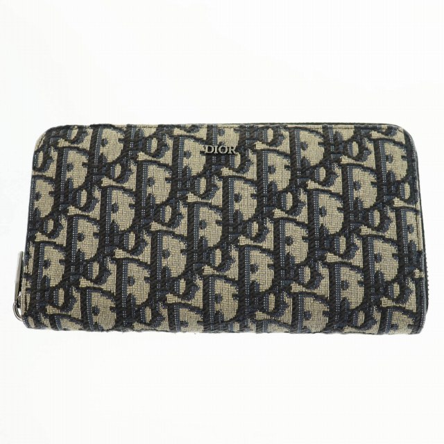 【中古】ディオール Dior オブリーク ジャカード スムースカーフスキン ウォレット 財布 長財布 ☆AA★▲ 250825