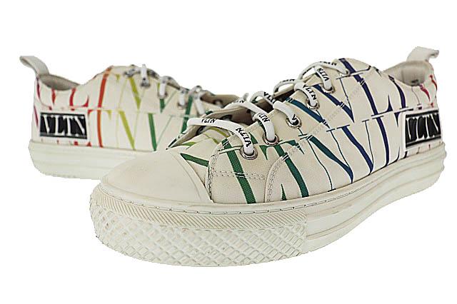 【中古】ヴァレンティノ ヴァレンチノ  VALENTINO TIMES GIGGIES SNEAKER ロゴ キャンバス スニーカー 41白●▲250924