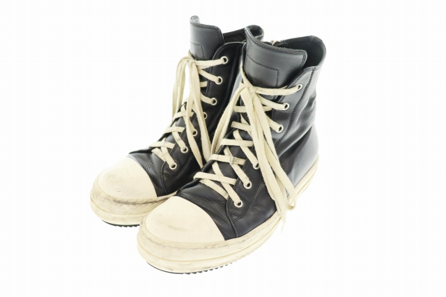 【中古】リックオウエンス Rick Owens Ramones Sneaker Vibram ラモーンズ ハイカット スニーカー 36854 39 黒 ☆AA★