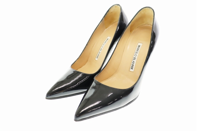 【中古】MANOLO BLAHNIK マノロ ブラニク vibram sole ビブラムソール パンプス 35 黒 ブラック ●▲■250904