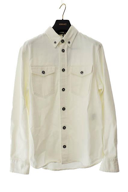 【中古】ヴェルサーチ ヴェルサーチェ VERSACE 25年製 メデューサ ボタン デニム 長袖 シャツ ジャケット 46■251007