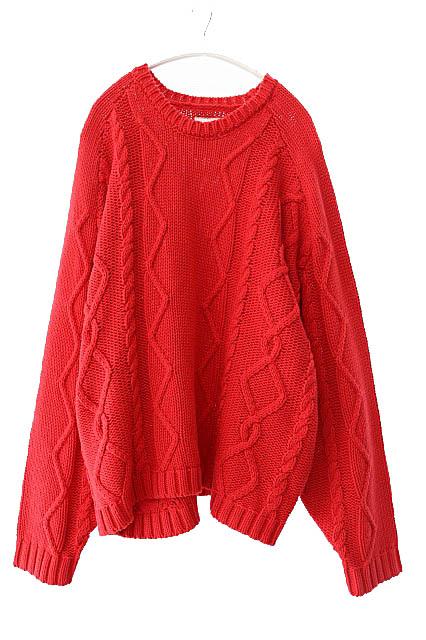 【中古】ANCELLM アンセルム 25AW CABLE STITCH KNIT ケーブル ステッチ ニット セーター ANC-KN14-B 1 赤■251002