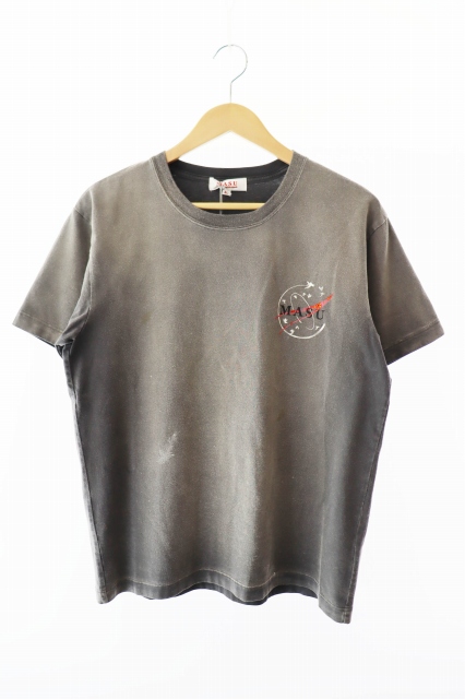 【中古】MASU エムエーエスユー 25AW ヴィンテージ加工 ウォッシュド ロゴ 半袖Tシャツ M25F9CS010 46 黒 ブラック