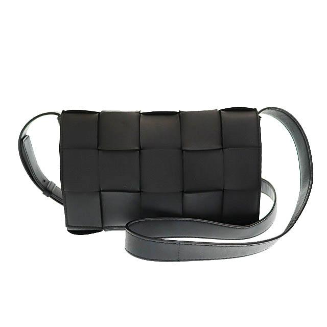 【中古】ボッテガヴェネタ BOTTEGA VENETA カセット レザー ショルダー バッグ 黒ブラック ☆AA★▲■251020