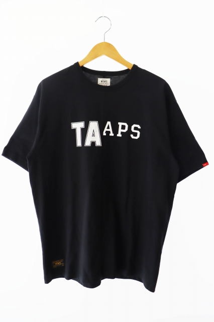 【中古】ダブルタップス WTAPS x Ron Herman ロンハーマン 19SS ロゴ プリント リッパー 半袖Tシャツ Ｍ 黒 ブラック