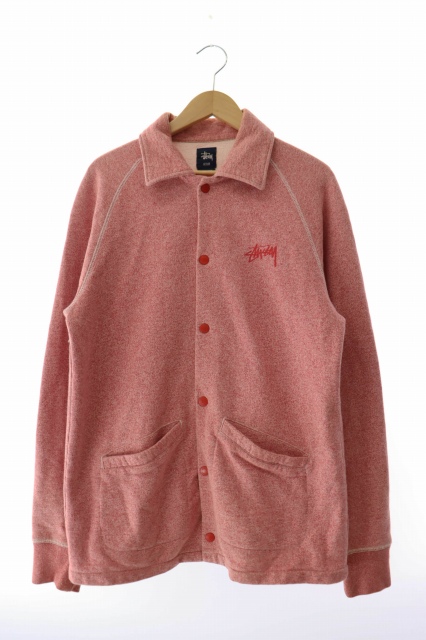 【中古】ステューシー STUSSY スウェット コーチジャケット M 赤 レッド ブランド古着ベクトル 中古 ● 251004