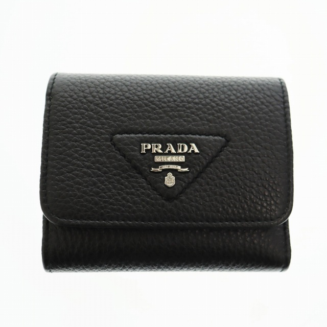 【中古】プラダ PRADA ヴィッテロダイノ レザー ミニウォレット 三つ折り財布 1MH043 黒 ブラック▲■251009