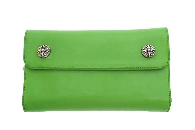 【中古】クロムハーツ CHROME HEARTS WAVE NOVELTY ウェーブ ノベルティ ウォレット 長財布 グリーン ☆AA★▲251103