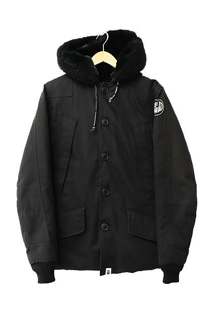 【中古】アベイシングエイプ A BATHING APE ×3RD TEAM B-9 フライト 中綿 ジャケット ブルゾン S 黒ブラック 251102