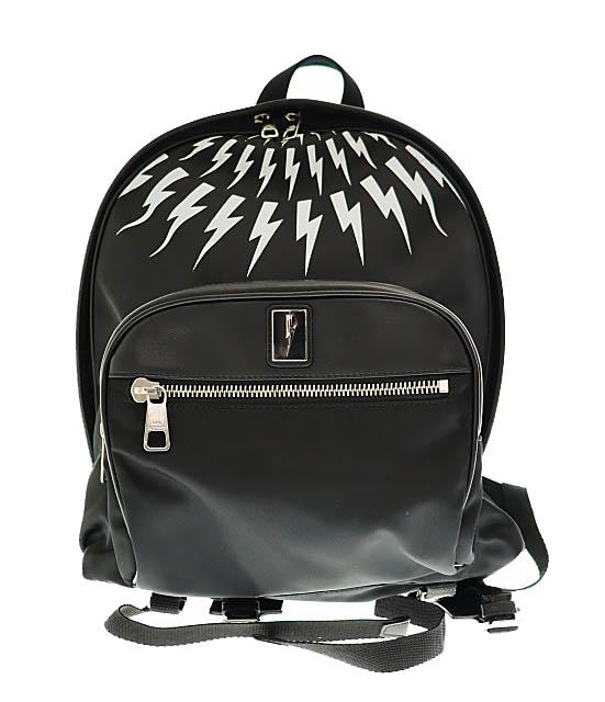【中古】ニールバレット Neil Barrett サンダーボルト ロゴ プレート ナイロン バックパック リュック●▲■251020